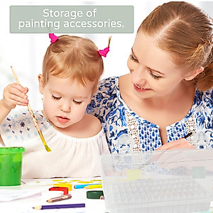 ANQEEL 3 PCS 64 Grids Diamond Painting Storage Containers,Craft Storage Tool Box with Label Stickers,Portable Storage Organizer for Jewelry,Art DIY,Crafts,Beads, Clear