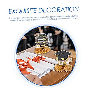 BESPORTBLE 2 Sets Graduation Honeycomb Table Desk Top Decor Blue Gifts Tissue Paper Pom Poms Decorations Grad Cap Stars Shaped Graduation Cinco De Mayo Party Graduation Party Graduation Prop