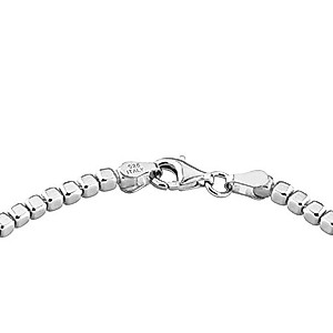 Miabella 925 Sterling Silver Organic Cube Bead Chain Bracelet for Women Men, Handmade in Italy (Length 8 Inches)
