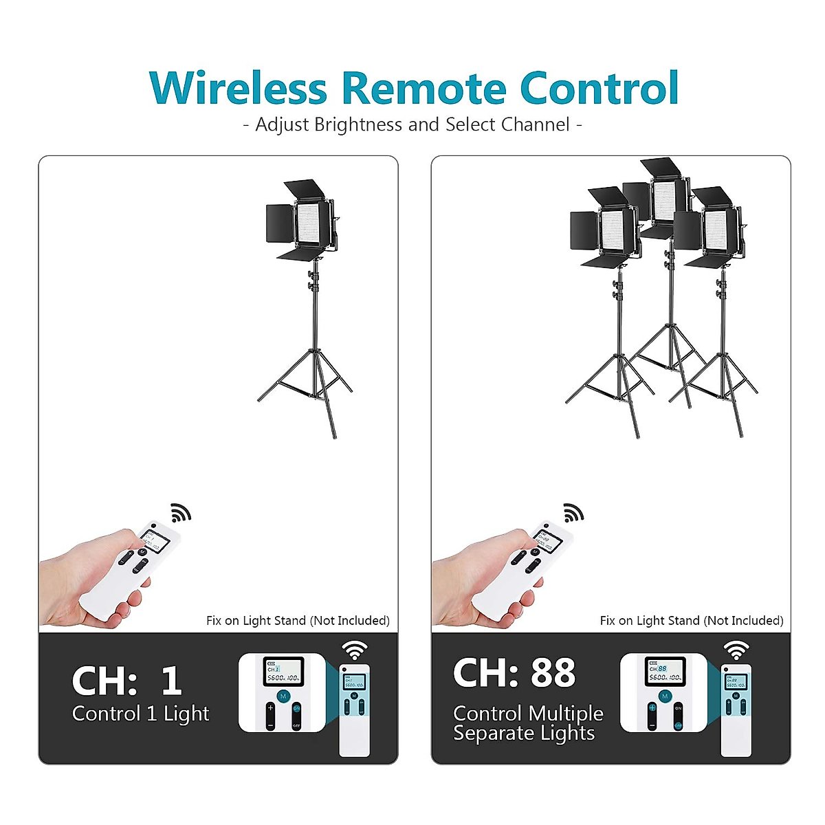 Neewer 2 Packs Advanced 2.4G 660 LED Video Light with Softbox Kit, Dimmable Bi-Color LED Panel with 2.4G Wireless Remote, LCD Screen, Softbox Diffuser and Light Stand for Portrait Product Photography