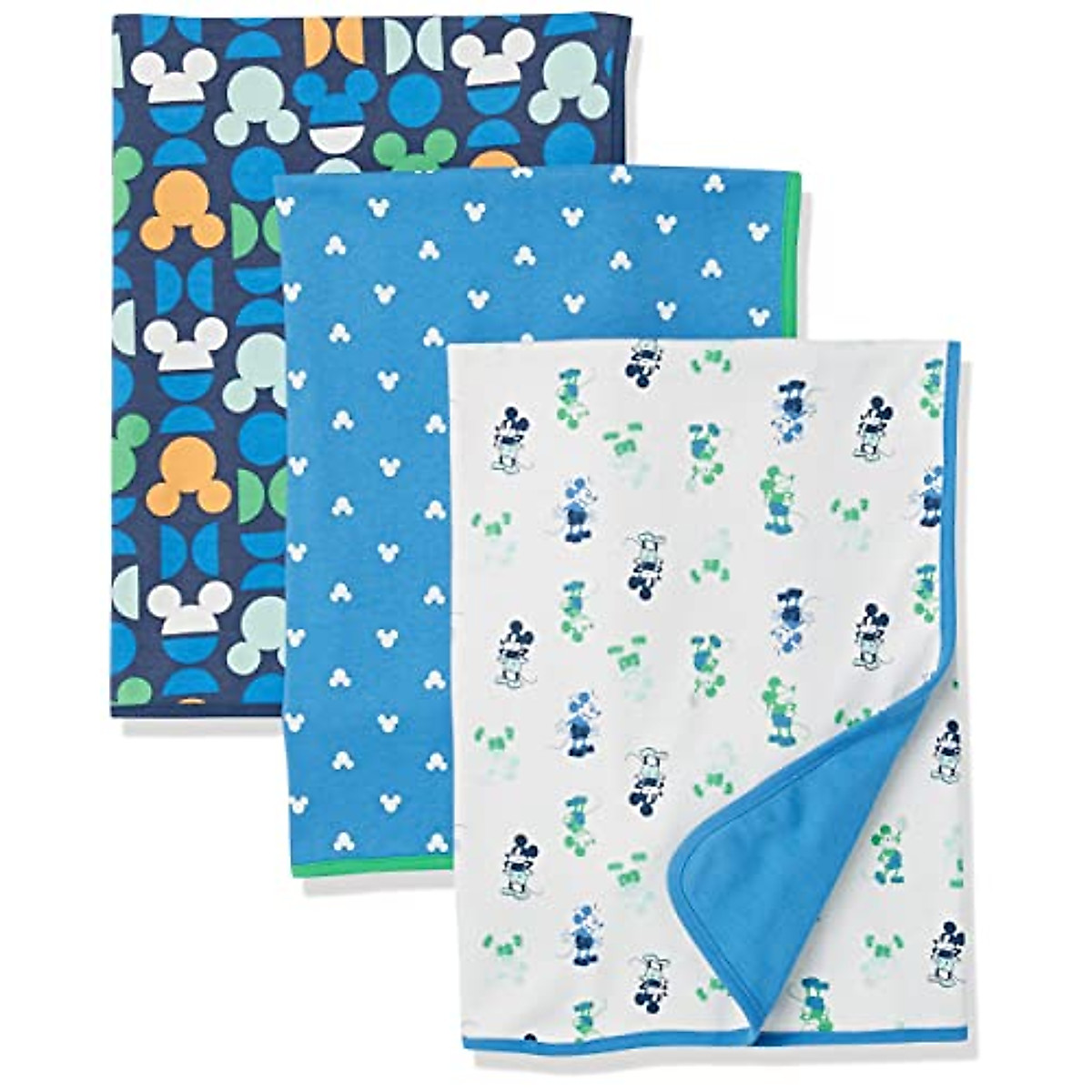 Amazon Essentials Boys' Baby Disney | Marvel | Star Wars Swaddle Blankets, 3-Pack Mickey Oh, One Size