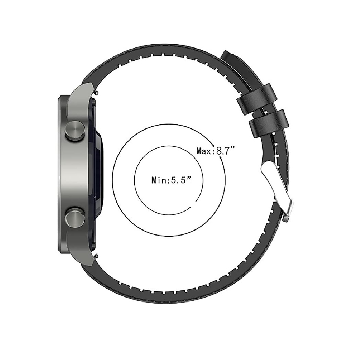 JBR Quick Release Watch Band, 20mm 22mm Universal Sweatproof Genuine Leather Silicone Hybrid Men Replacement Wristband Strap with Stainless Steel Clasp (Dark Brown, 22mm)