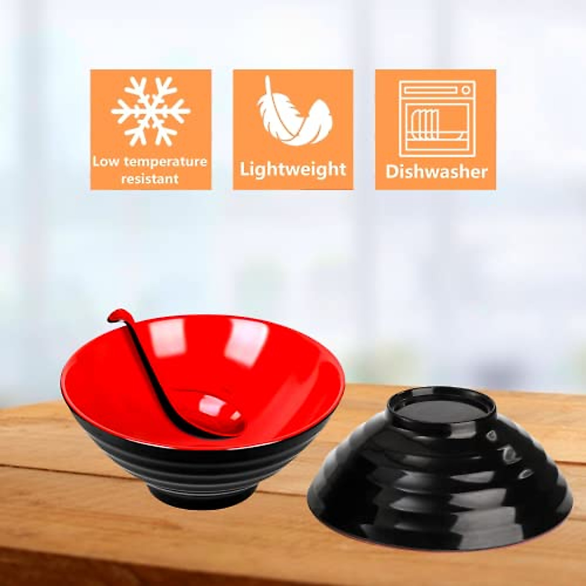 Phobowl, Set of 4(20 pcs) Cute Ramen Bowl with chopsticks- 32 OZ Japanese Style Noodle Soup Bowls Set and Asian Soup Spoons- Large Bowls for Salad, Udon,Soba,Pho, Rice, Noodles with Chopstick Holders