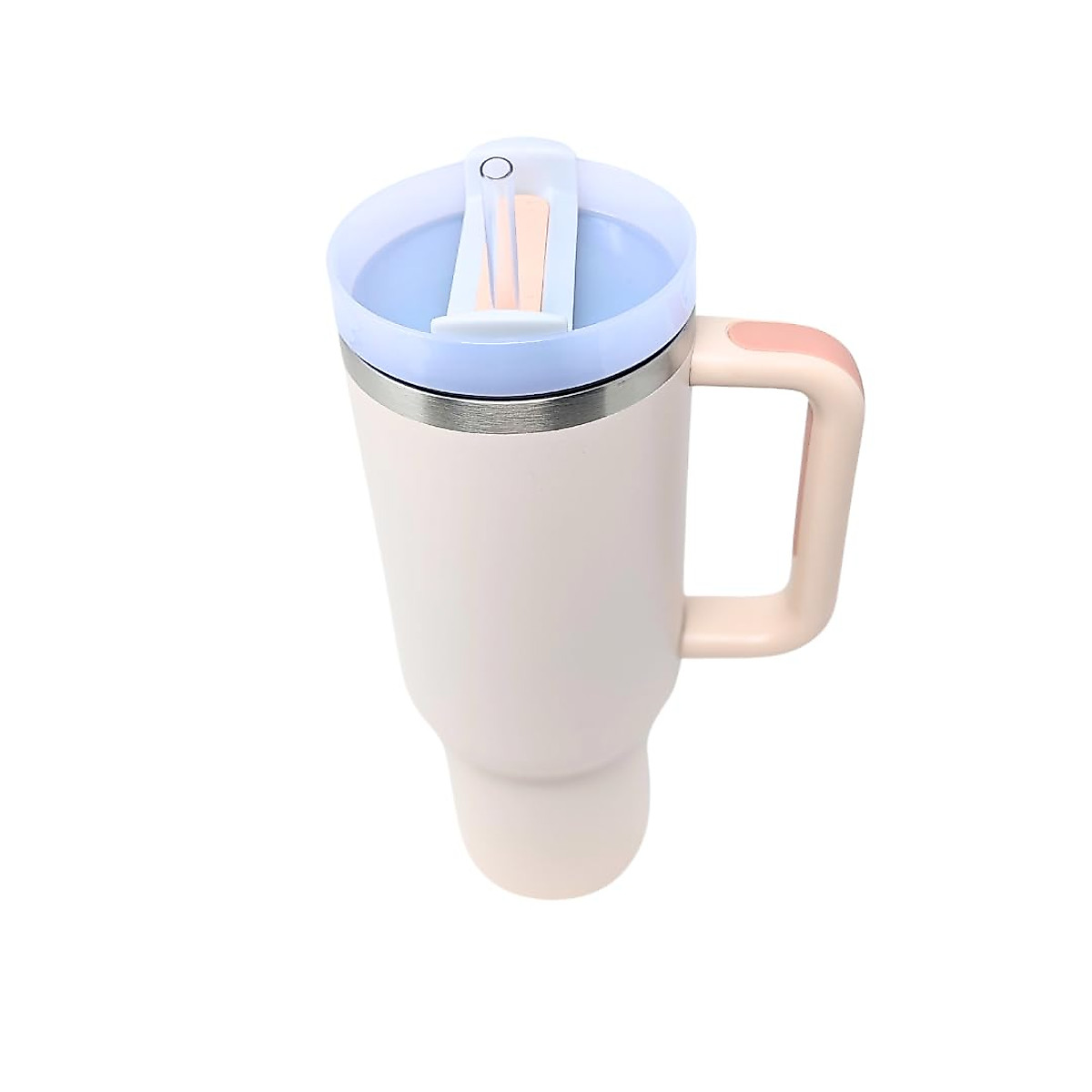 FTB Creative 40oz Insulated Journey Tumbler Mug, Double Wall Stainless Steel, with Lid and Straw (Blush)