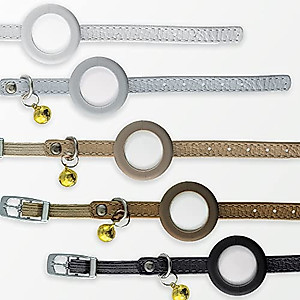 Sweet Baby Co. Airtag Cat Collar or Extra Small Dog Collar Holder 2 Pack, Fits Half Inch Collars for Small Pet, Compatible with Apple Air Tag, Waterproof GPS Tracker Case Kitten Cats Dogs (Tan/Brown)