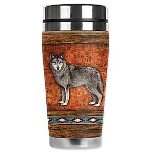 Mugzie MAX - 20-Ounce Stainless Steel Travel Mug with Insulated Wetsuit Cover - Wolf - Image by Dan Morris