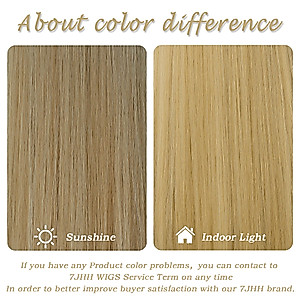 7JHH WIGS Blonde Wig With Bang For Women Long Straight Blonde Wig Synthetic Wig For Girl Emo Cosplay And Daily Use（23" Blonde