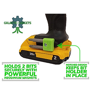 MAGNETIC Bit Holder for DEWALT 20V Drill or Craftsman V20 Drill - Side Mounted - Strong Magnets - Low Profile Design - Galactic Gadgets