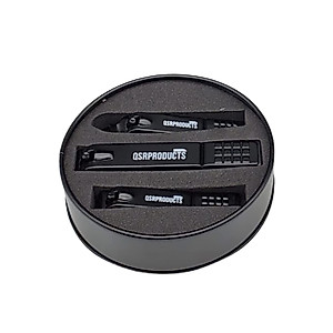 QSRProducts 3 Pc Nail Clipper Set - Finger, Toe and Straight Edge Clipper - Black Matte Stainless Steel