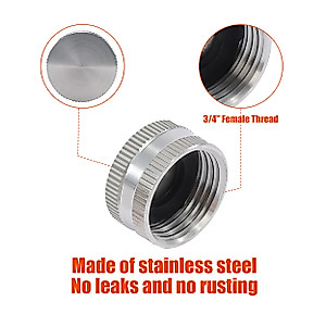M MINGLE Garden Hose Female End Cap, Stainless Steel Spigot Cap, 3/4 Inch, 4-Pack with Extra 12 Washers