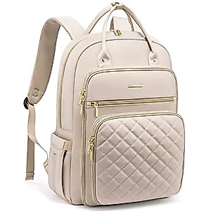 LOVEVOOK Laptop Backpack for Women, 15.6 Inch Computer Backpack for Teacher Nurse with 3-Proof Fabric, Lightweight Travel Work Backpack with USB Charging Port, Quilted Commuter Backpack purse