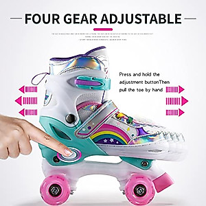 ERNAN Roller Skates,4 Size Adjustable Toddler Roller Skates with Light up Wheels for for Kids Girls & Boys (Medium(13C-3Y US), New Pink)