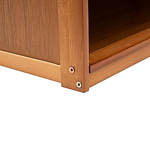 CNCEST Shoe Cabinet with Shutter Doors, 8 Tier Bamboo Floor Standing Shoe Shelf Storage Organizer for Home Entryway (1, Brown-90x32x107cm)