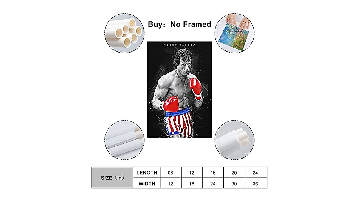 NIOKUN Rocky Balboa Motivational Posters for Boys Bedroom