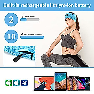 SKYEOL Sleep Headphones, wireless Headband with Zip Pocket Wireless Music Sport Headbands with Ultra-Thin HD Stereo Speakers for Side Sleepers, Meditation,Relaxation and Sport(Blue)