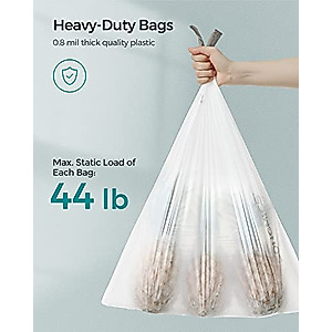 SONGMICS Small Trash Bags for 6.6 Gallon Trash Cans, Drawstring Garbage Bags, Liner Code 025A, 3 Rolls, 120 Count, White UKRB025A03