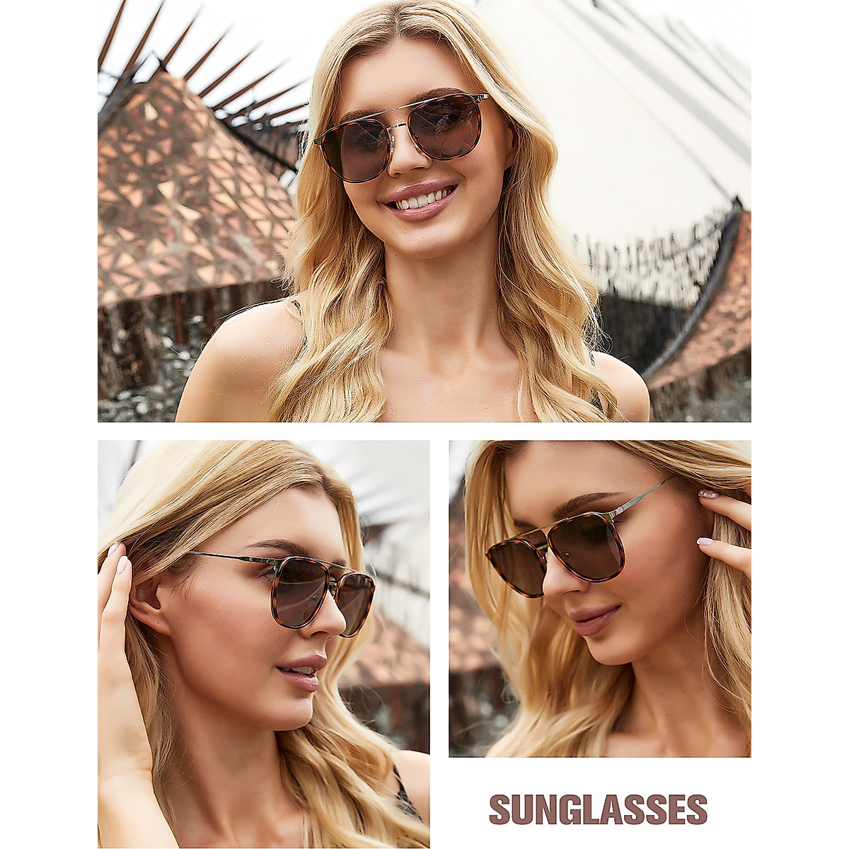 BIRCEN Women Sunglasses Polarized UV - Protection Womens Round Brown Trendy Aviator Sunglass BC2002