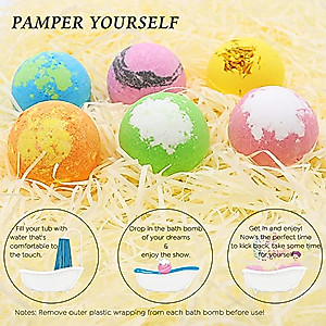Bath Bombs Gift Set, 6 Organic Bath Bombs for Women, Large Bathbombs for Kids Girls, Relaxing Spa Bath with Essential Oil, Self Care Gifts for Women, Bath Gifts Eucalyptus Peppermint Lavender