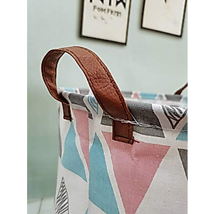 Hehoilam Storage Baskets Waterproof Foldable Organizer Large Storage Bins for Dirty Clothes Home and Office Toy Organizer Laundry Hamper(Pink triangle)