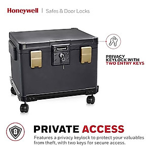 Honeywell Safes & Door Locks - Large Safe Box Chest for Home - Waterproof & Fireproof Safe with Wheels - Fits Letter, Legal & A4 Files - Strong ABS Plastic Document Safety File Box - 1.06 Cu - 1112W