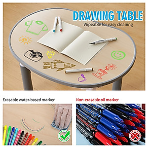 UNICOO Kids Table and Chairs Set - Toddler Table and Chair Set, Kids Study Table, Kids Play Table with 2 Chairs, Graffiti Desktop, Classroom/Daycare/Home, Children Multi-Activity Table for Ages 2-10