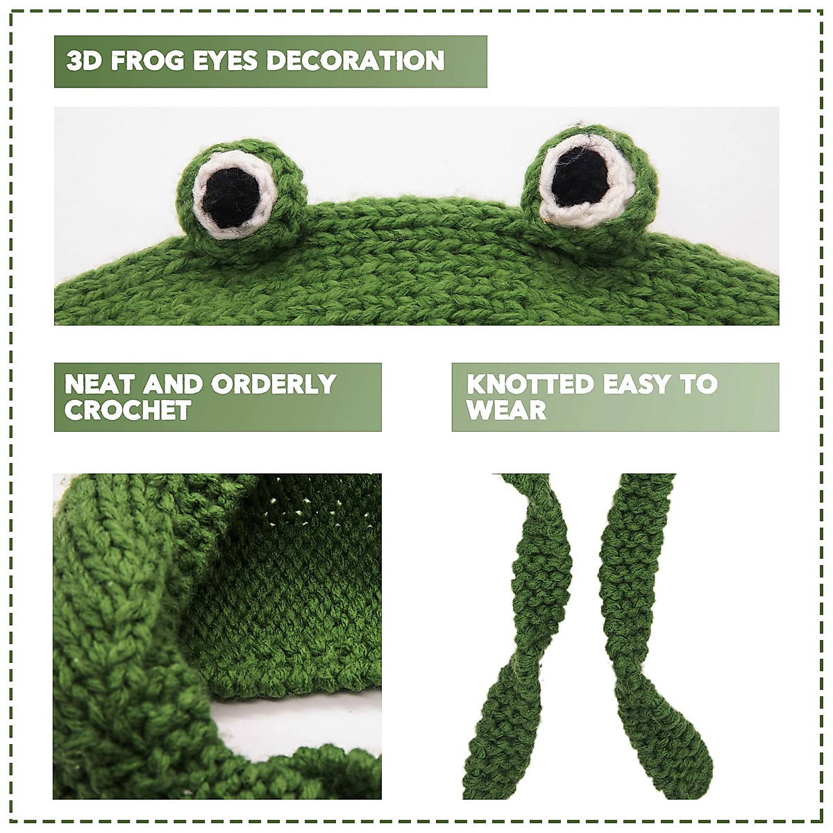 Cnorialy Frog Headband Hat Cute Crochet Knitted Headband Outdoors Big Eye Frog Cap Earflap Ear Protective