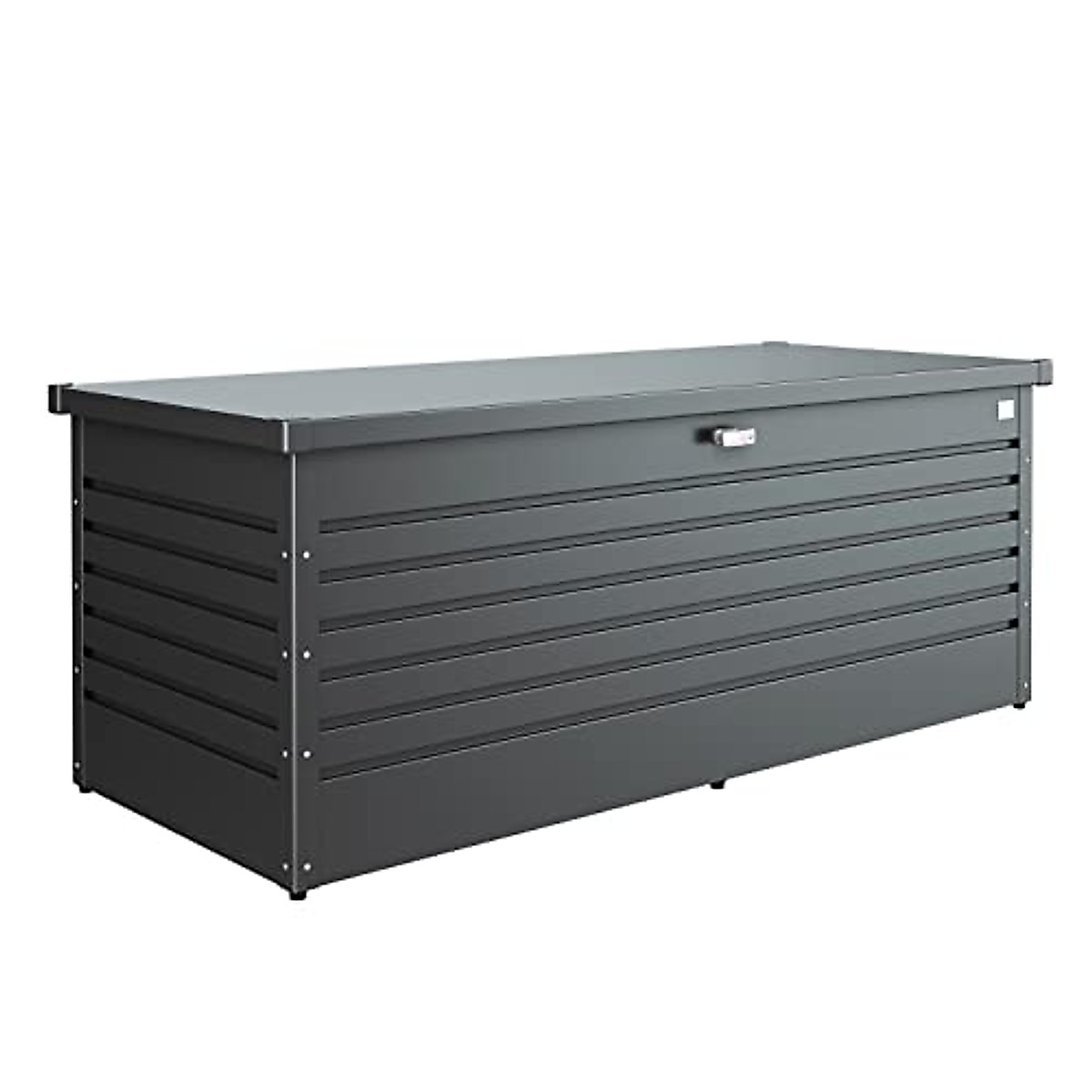 Biohort Leisuretime 210 Gal. Steel Metallic Dark Grey 71in x 31 in x 28in Deck Box with Soft Close Hydraulic Lift (210 Gallon)