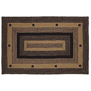 Star Black Premium Braided Collection | Primitive, Rustic, Country, Farmhouse Style | Jute/Cotton | 30Days Risk Free | Accent Rug/Door Mat/ Floor Carpet(Rect. 27"x48", Star Black)