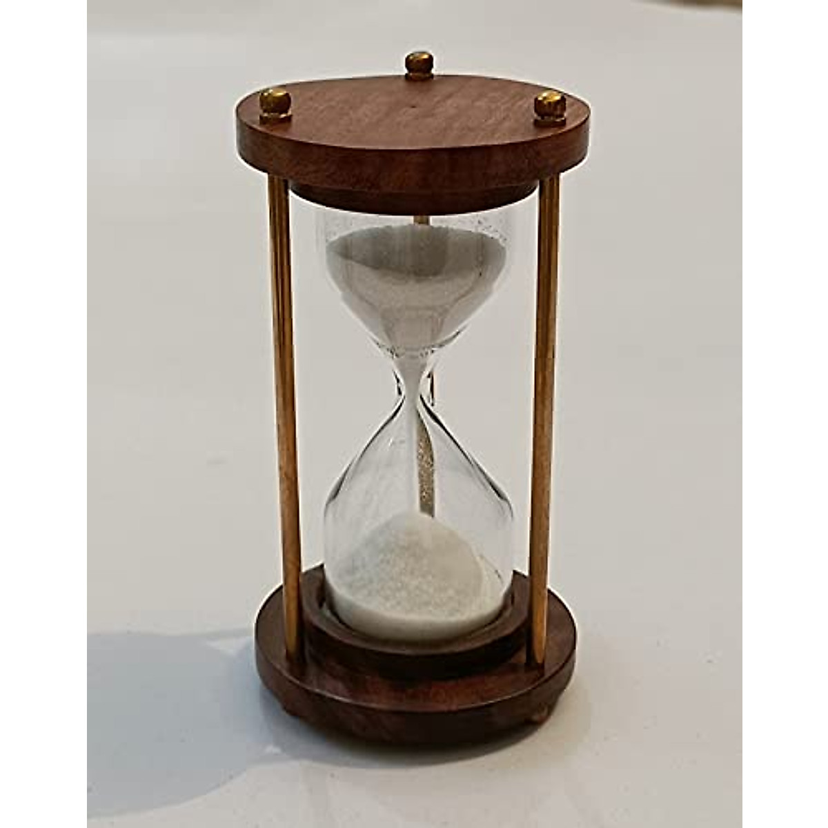 Sohrab Nauticals Wooden Brass Hourglass 4 inches 1 Minute Sand Timer | Sandglass | Sand Clock | Timer with Sparkling Natural White Sand for Home & Kitchen Office Table Desk || Rosewood sandtimer
