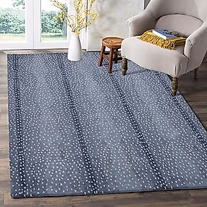 Restoration and Renovation Antelope Cheetah Blue Animal Contemporary Handmade 100% Woolen Area Rugs & Carpets (Blue, 6x9)