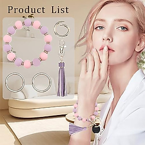 Cloud pie Keychain Wristlet for Women Girls, Silicone Car Key Rings with Zircon & Tassel Bangle Card Holder