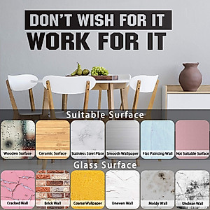 2 Pieces Gym Wall Decal Motivational Vinyl Wall Decals Be Stronger Than Your Excuses Sticker Don't Wish for it Work for it Large Gym Wall Quote Home Decor Stickers for Home Gym Yoga Exercise Fitness