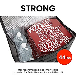 NZ home Insulated Cooler Bag (XL Plus, 2 pack) for Food Delivery & Grocery Shopping with Zippered Top, Black