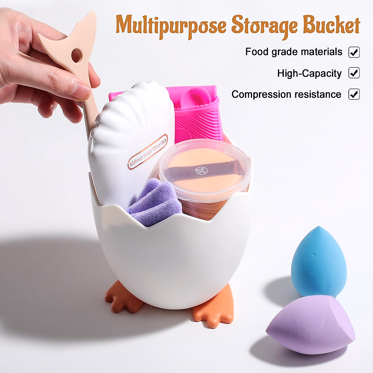 BS-MALL Makeup Brushes Premium Synthetic Foundation Powder Concealers Eye Shadows Makeup 10 Pcs Brush Set with 5 Pcs Makeup sponge Set & Makeup Brush Holder Sponge Case