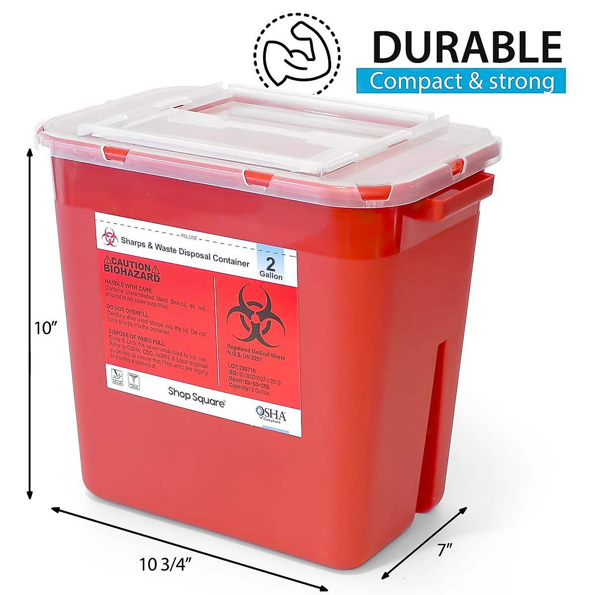 Sharps Container 2 Gallon (3-Pack) - Sharps Containers for Home Use, Needle Disposal Containers, Sharps Bin, Professional Grade Biohazard Containers, Sharps Box for Needles