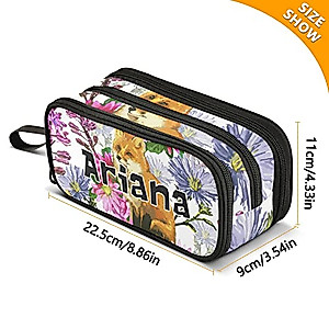 J JOYSAY Custom Autumn Foxes Flowers Pencil Case Large Big Capacity Personalized Pencil Bag for Girls Boys Customized Zipper Stationery Bag Journaling Supplies for Office Supplies Travel Accessories