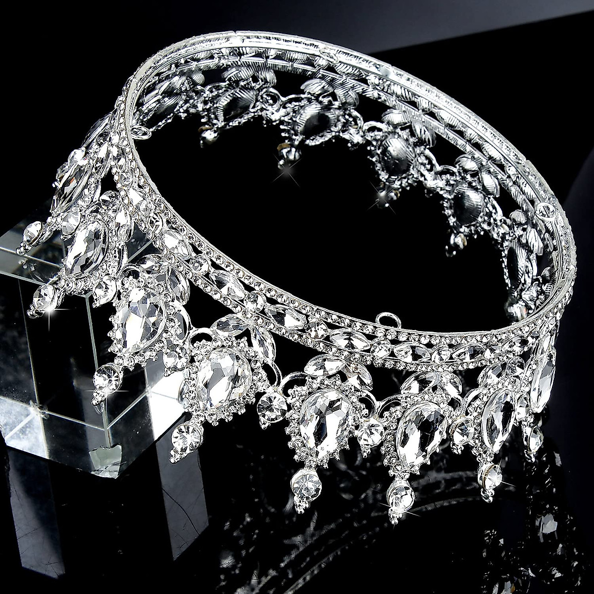 COCIDE Silver Crown for Women Crystal Wedding Tiara and Crowns for Girls Rhinestones Queen Headband Princess Hair Accessories for Big Kids Party Bridal Birthday Prom Costume Cosplay
