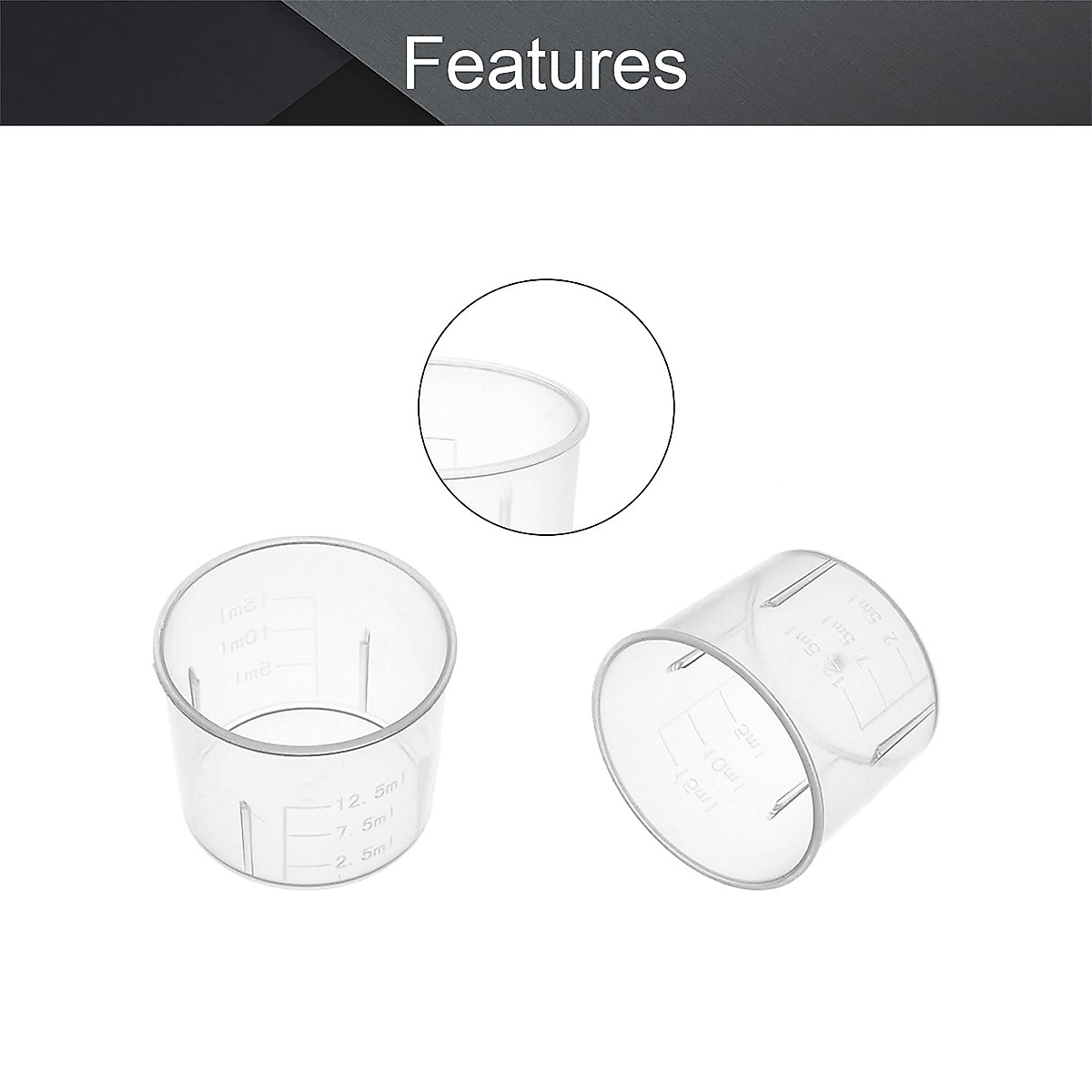 Othmro Measuring Cup 15ml PP Plastic Graduated Beaker Transparent for Lab Kitchen Liquids 50pcs