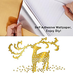 Mecpar Gold Contact Paper 15.8"x 118" Gold Wallpaper Peel and Stick Wallpaper Brushed Metal Look Gold Stainless Steel Wallpaper Gold Metallic Wallpaper for Room Furniture DIY Cabinets Decor