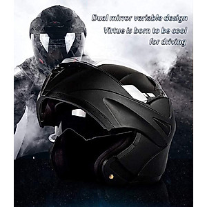 Motorcycle Bluetooth Helmets, Full Face Flip up Front Dual Visors Modular Helmets, DOT/ECE Approved for Men Women Adults Dirt Bike Motocross ATV Motorbike Street Scooter Integrated Helmets -L-L