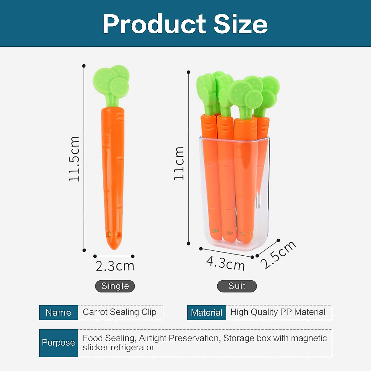 Sealing Clips, Food Clips Bag Sealing Clips with Magnets, Multipurpose snack Clips, Fridge Sticker Organizer (5 Pack)