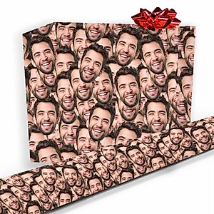 Jaydouble Custom Gift Wrapping Paper Personalized Wrapping Paper with Face Gift Wrap Paper Roll Funny Cute Wrapping Paper for Teens Kids Women Men Mom Dad Wedding