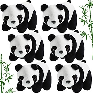 6 Pieces Mini Panda Plush Toy 4 Inch Stuffed Panda Soft Tiny Panda Doll Panda Plush Hanging Pendant Ornament for DIY Keychain Birthday Xmas Decorations Party Favor Chinese Souvenir (Walking Style)