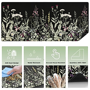 PULAIXIN 4 in 1 Desk Mat, Large Mouse Pad Wrist Support Set, Keyboard Wrist Rest with Non-Slip Rubber Base, Ergonomic Design for Office Gaming Desk Accessories-Night Garden-L8