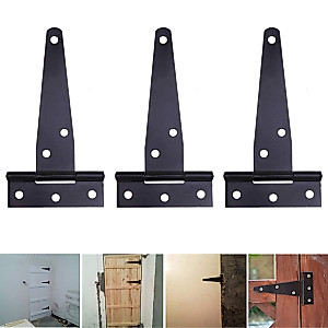Hemoton 6PCS 4 gate Hinges for Wooden Fences Door Hinges Hardware Fence Hinges Garden shed Hinges T Shape Hinge self Closing Door Hinges Barn gate Hinges barn Door gate Steel Door Ball