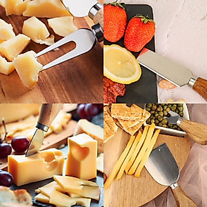 XILAZAB Cheese Knife Set Premium Cheese Knives Set with Wooden Handle,Mini Cheese Board Knife Set,Cheese Slicer,Butter Cutter,Cheese Spreader,Cheese Fork,Charcuterie Accessories
