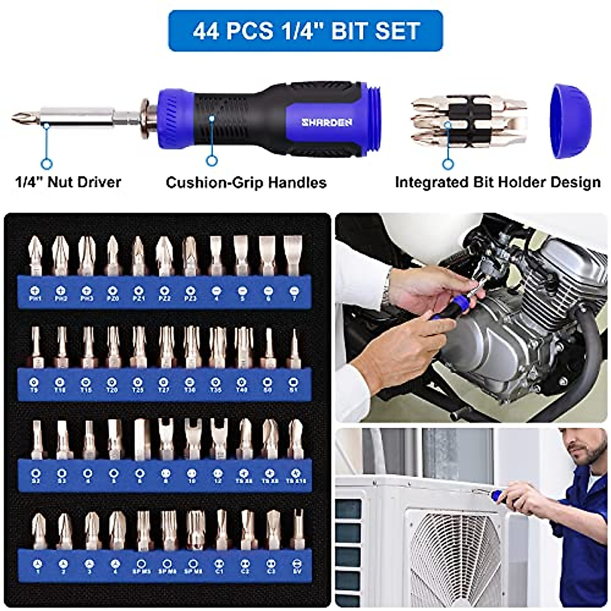 SHARDEN Precision Screwdriver Sets Magnetic 1/4 Inch Nut Driver Set Multi Screwdriver 191-in-1 Repair Tool Kit for Computer, iPhone, Laptop, Cell Phone, PS4, Nintendo, Xbox, Electronics, Household…