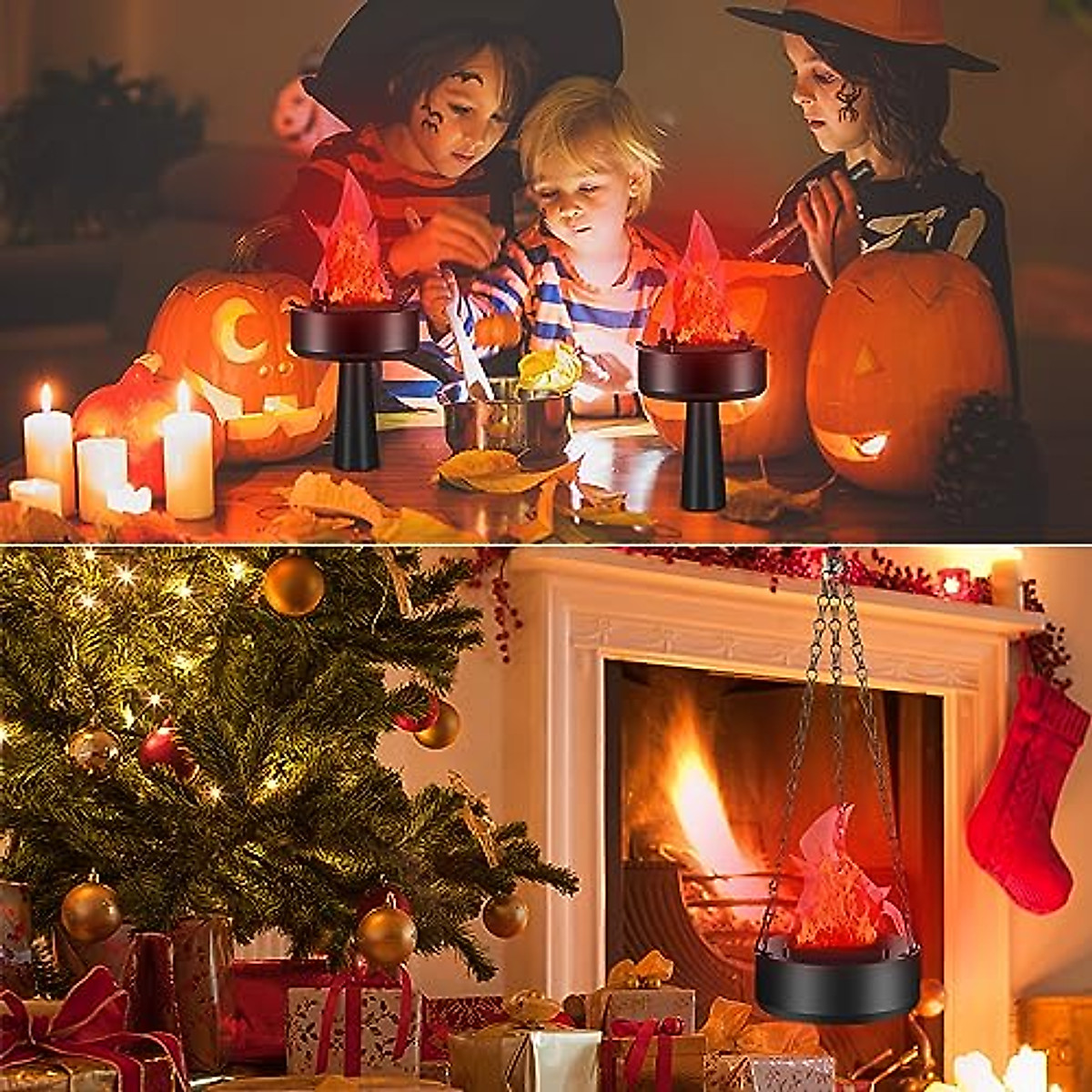 3D Fake Fire USB Rechargeable Fake Campfire, Portable Fake Fire Light Electric Fake Flame Light Fake Flame Lamp, Campfire Electric Campfire Halloween Christmas Party Decorations for Bar Stage Home