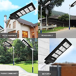 Street Light Solar Panel Street Light with Motion Sensor Outdoor Dusk to Dawn LED Solar Powered Lamp Security with Remote Control Waterproof Radar Sensor for Yard Road Garden Park 60W