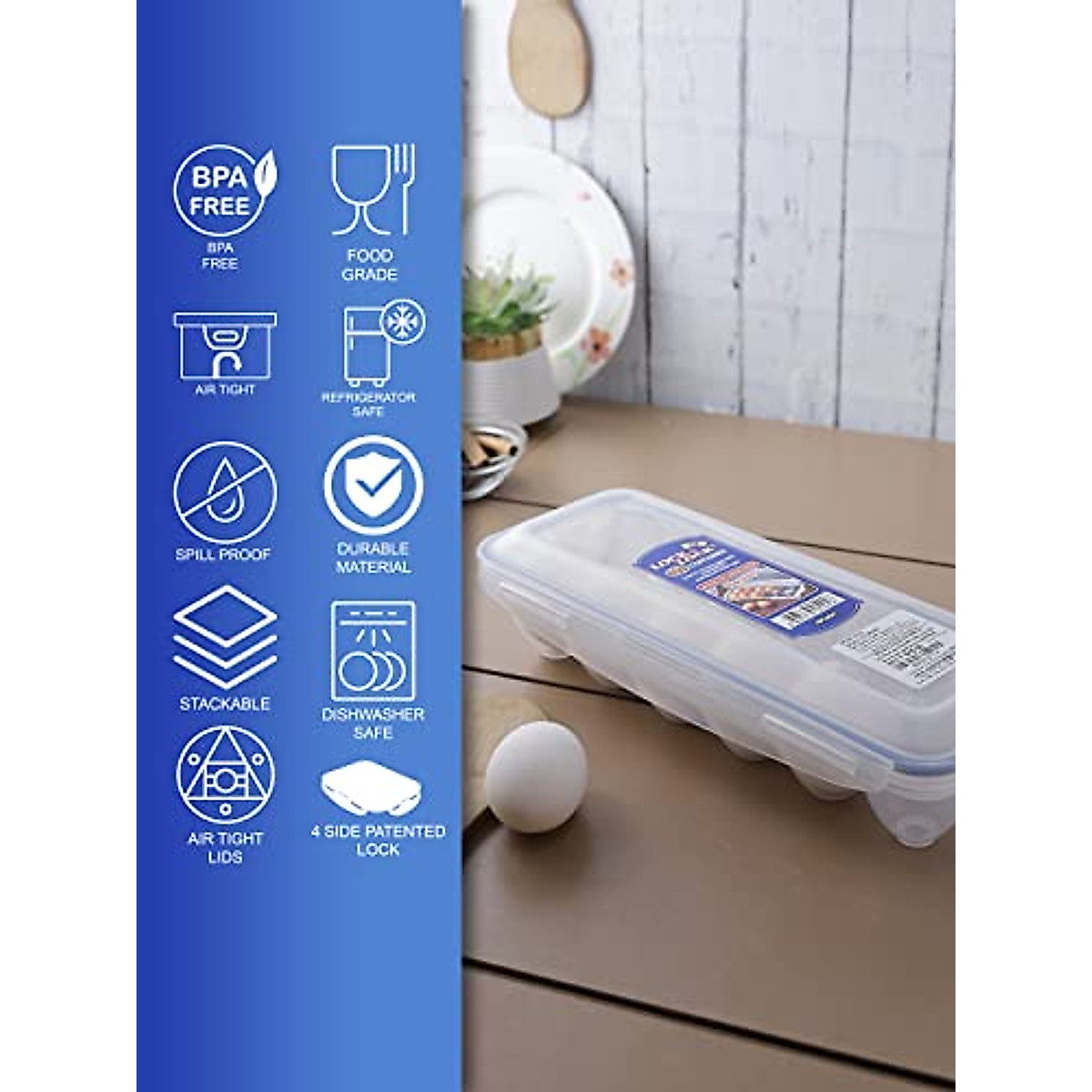 LocknLock Easy Essentials Specialty Dozen Egg Storage Container, 12-Cup